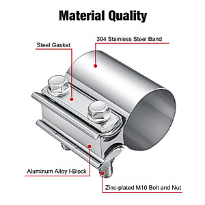 EVIL ENERGY 2.5 Inch Exhaust Clamp,2 1/2" Butt Joint Band Clamp Sleeve Coupler Stainless Steel for Pipes,Mufflers,Catalytic Converters