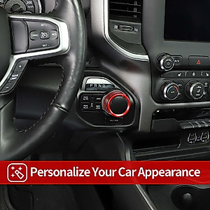 CheroCar for Dodge RAM Aluminum Center Console 4WD Switch Knob Button Cover for 2018-2023 Dodge RAM,Red…
