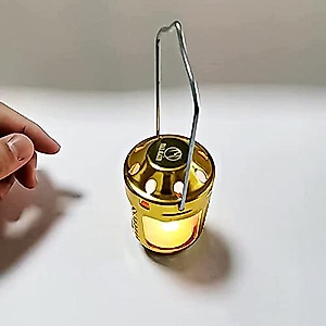 xxiaoTHAWxe Candle Lantern Mini Bright Aluminium Alloy Brass Night Fishing Hanging Candle Lamp for Outdoor Camping Angling - Yellow