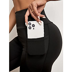 Floerns Women's High Waist Workout Flare Leg Bootcut Sports Leggings Pants Black L