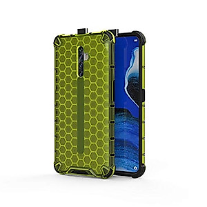 Oppo case for Oppo Reno2 Z Shockproof Honeycomb PC + TPU Case(Blue) (Color : Green)