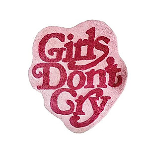 Girls Don't Cry Rug Faux Area Rug Heart Shaped Rug Carpet for Home Living Room Sofa Floor Bedroom
