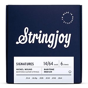 Stringjoy BAL14B Baritone Signatures Nickel Electric Guitar Strings, 14-64 Balanced Medium Gauge, Baritone Guitars Strings Electric 6 String Set
