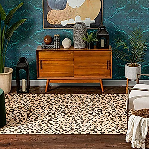 Well Woven Dulcet Leopard Black Ivory Animal Print 7'10" x 9'10" Area Rug