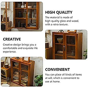 ZSEDP Retro Cosmetics Storage Box Cosmetics Skin Care Products Storage Cabinet Desktop Organizer Multifunctional Storage