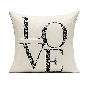 All Smiles Flower Quote Garden Outdoor Pillow Covers 18x18 Decoretion Decoretive Spring Room Decor House Warming Gifts Farmhouse Cushion for Couch Bedroom,Saying with Words Love Home