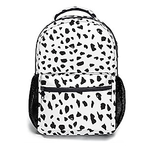 Dalmatian Dog Print Backpack Cute Dog Spot Pattern School Bag Classic Black and White Casual Daypack Personalized Students Bookbags for Teens Girls Boys
