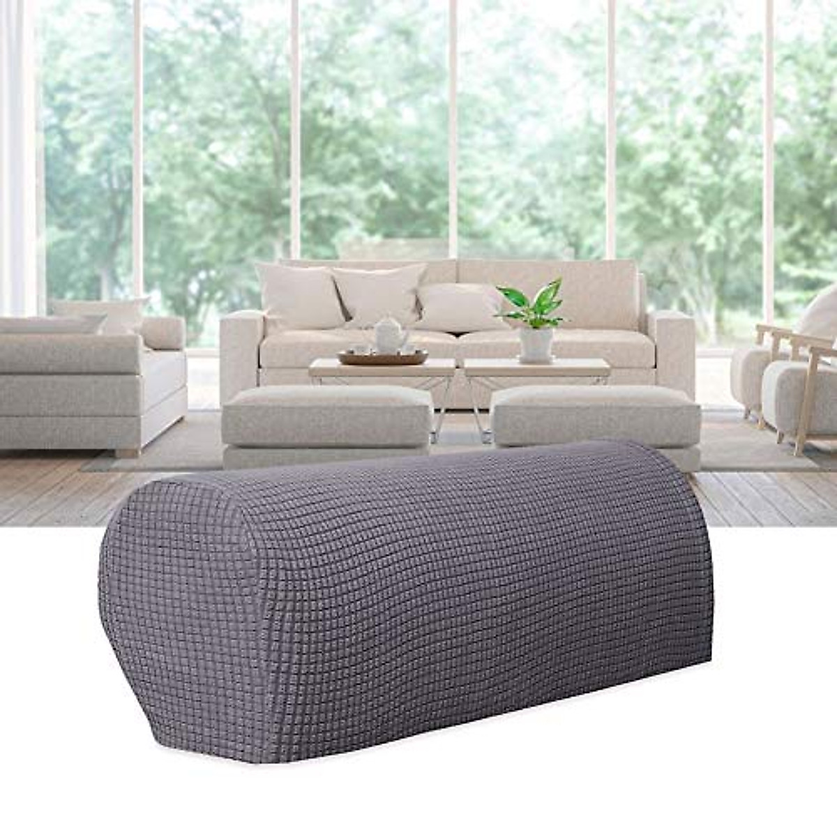 BORDSTRACT 2PCS Armrest Covers, Thick Couch Cover Armchair Slipcovers, Stretch Sofa Arm Covers Protector, for Chair Sofa Recliner Waterproof Dustproof(Light Gray)