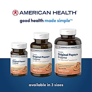 American Health Original Papaya Enzyme Chewable Tablets - Promotes Nutrient Absorption and Helps Digestion - Gluten-Free, Vegetarian - 100 Count, 33 Total Servings, Original, 100 Count