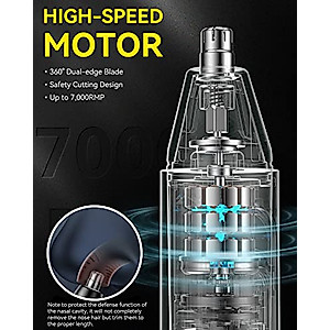 unibono Ear and Nose Hair Trimmer, Dual-Hole Vortex Cleaning System Facial Hair Grooming Kit Include Rechargeable Eyebrow Trimmer & Facial Hair Removal Shaver Stocking Stuffers Gifts for Men Women