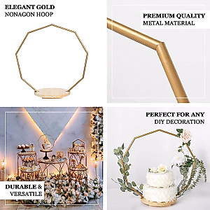 Efavormart Nonagon Wedding Arch Cake Stand, Metal Floral Centerpieces Display - 27"