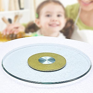 Turntable Large Tempered Glass Turntable Dining Table Turntable Tempered Glass Lazy Susan Turntable With Aluminum Alloy Bearing, Transparent,Smooth Rotation, Turntable Bearings Aluminium Alloy Swivel