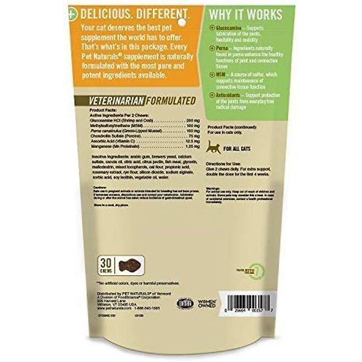 Pet Naturals (3 Pack) of VT Hip + Joint Supplements for Cats