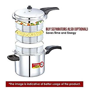 PRESTIGE PRDA3 Prestige 3L Alpha Deluxe Induction Base Stainless Steel Pressure Cooker, 3.0-Liter