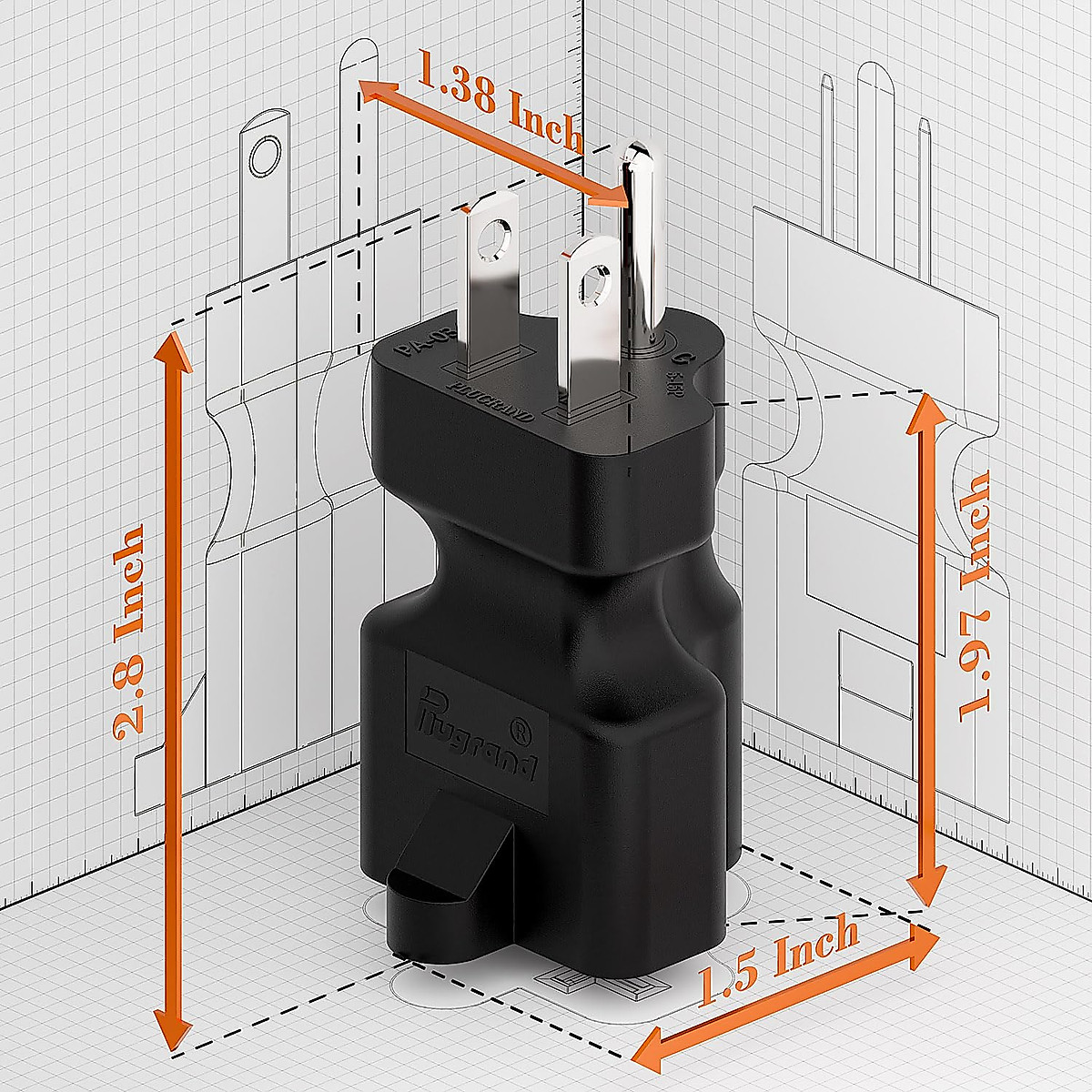 [4-in-1] 15 Amp Household AC Plug to 20 Amp T Blade Adapter,5-15P to 5-20R,5-15P to 6-15R,5-15P to 6-20R, 4 in 1 AC Power Adapter,15A 125V to 20A 250V 15A 125V to 20A 250V Adapter