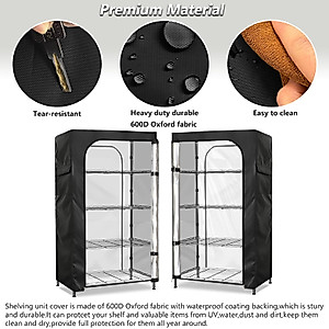 Sobana Waterproof Storage Shelf Cover,36 x 18 x 72 Inch Wire Shelving Rack Cover with Clear Front Panel,Dustproof Shelving Unit Cover (Cover only,Black)