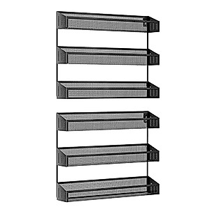 Kufutee 2 Pack Spice Rack Organizer, 3 Tier Wall Mounted Storage Rack Hanging Shelf for Kitchen Cabinet Cupboard Pantry Door Bathroom Shower Cosmetic,Black
