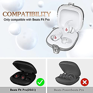 QIUDAOY [Clear Case with Lock] Beats Fit Pro Case Cover with Keychain/Lanyard Accessories, Hard Protector Clear Case for Beats Fit Pro, Beats Pro Fit Earbuds PC+Silicone Skin Full Protective Shell
