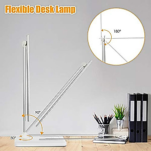 Lapeort LED Desk Lamp, Eye-Caring Dimmable Table Lamps, Portable Office Lamp with USB Charging Port, 5 Lighting Modes, Timer Function, Touch Sensitive Control for Reading, Study, Working