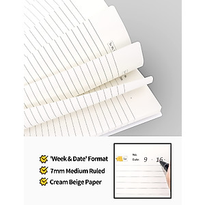 SUNEE 3 Pack Spiral Notebook - A5 Lined Journal Notebook, 120gsm Thick Paper, College Ruled, Giftable Journal for Study and Notes 80 Sheets, 5.7" x 8.3", Blue, Pink, Transparent