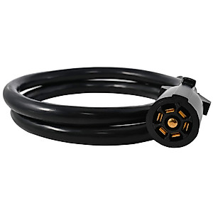 Oyviny Heavy Duty 7 Way Trailer Plug Cord with Double Prongs Connector 4 Feet 7 Pin RV Blade Inline Trailer Wiring Harness Plug Extension Cable Waterproof & Corrosion Resistant (4ft)