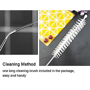 CALCA 10.5in Long Stainless Steel Drinking Straws for 30 oz and 20 oz Tumblers, Reusable Long Drinking Straws Set of 4, Cleaning Brush Included - US Stock