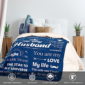 Birthday Gifts for Husband from Wife, Romantic Husband Birthday Gift from Wife to My Husband Flannel Blanket Christmas Anniversary Valentines Gifts for Husband from Wife Soft Throw Blanket 60"*50"