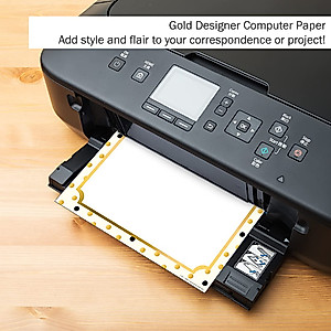 Barker Creek Designer Computer Paper, Gold, 8.5” x 11”, Decorative Printer Paper, Stationery, 50 Sheets per Pkg, Home, School and Office Supplies (741)