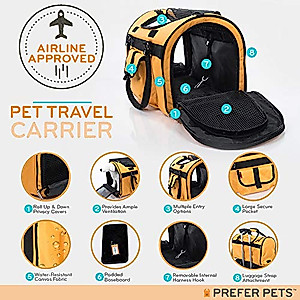 Prefer Pets Trave Gear Pet Travel Carrier with Privacy Covers - Soft-Sided - Airline Approved with Side Pocket, Velcro Handle & Padded Shoulder Strap - Perfect for Small Dogs and Cats