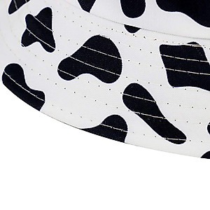 XYIYI Cow Print Bucket Hat Funny Fishing Hats for Women, Reversible Double-Side-Wear