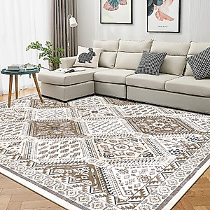 HEBE Washable Area Rug 5x7 Living Room Rug Large Rugs for Bedroom Soft Throw Rugs Non Slip Dining Room Mat Traditional Tiled Area Rugs Indoor Floor Carpet for Nursery Kids Room Entryway