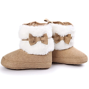 LIVEBOX Baby Boy Girl Boots Newborn Prewalker Toddler Shoes Premium Soft Anti-Slip Sole Warm Winter Boots for Infant (M: 6~12 Months, Khaki 1)
