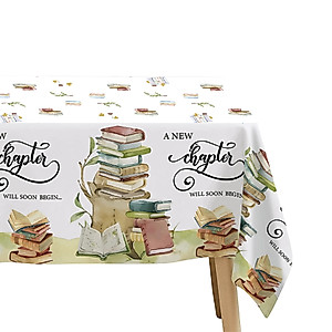 APOWBLS Storybook Baby Shower Decorations Tablecloth - A New Chapter Will Soon Begin Book Theme Party Supplies Table Cover, Library Reading Book Club Decoration Table Cloth - 3Pack (54in x 108in)