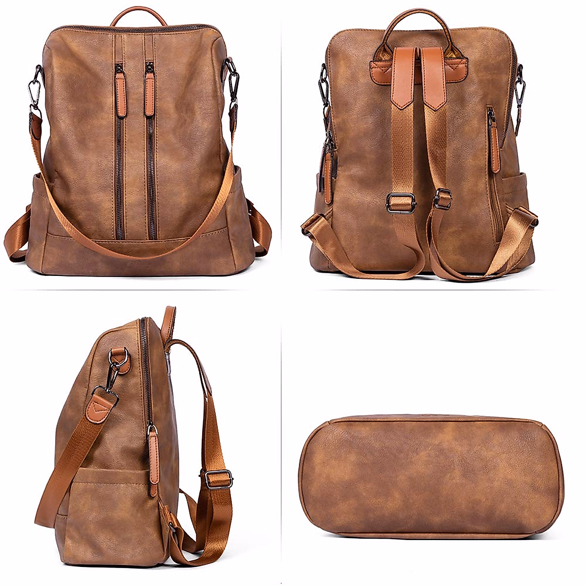 CLUCI Leather Backpack Purse for Women Convertible Large Travel Ladies Designer Fashion Casual Shoulder Bag