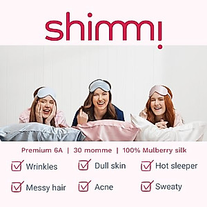 Shimmi Real Silk Pillow Cases | Luxury 30 Momme 6a Grade Mulberry Silk Pillowcase | Silk Pillowcase for Hair and Skin | Super Soft | [Standard, Blue Shimmer]