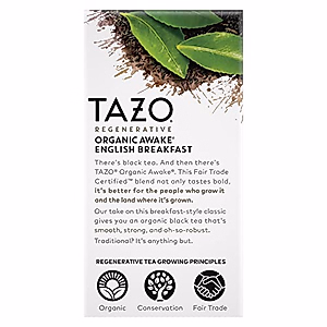 TAZO Tea Bags, Black Tea, Regenerative Organic Awake English Breakfast Tea, 16 Count