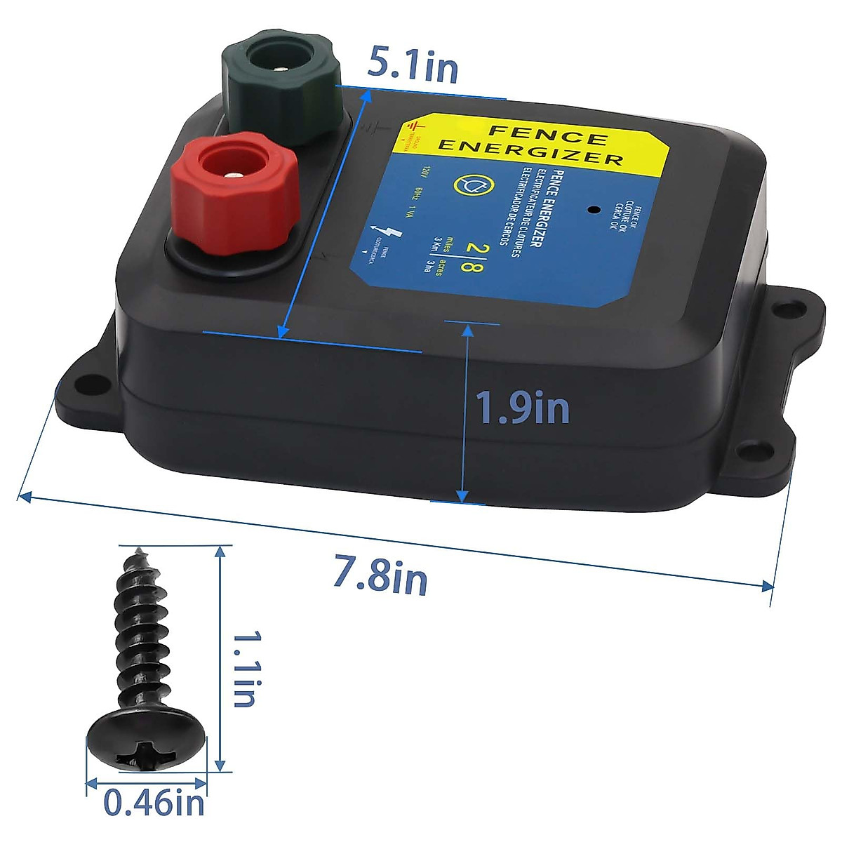 Electric Fence Energizer Plus 250,Electric Fence Charger PE2 0.10 Joule,Livestock Fence Chargers for Containing Pets and Keeping Out Small Nuisance Animals