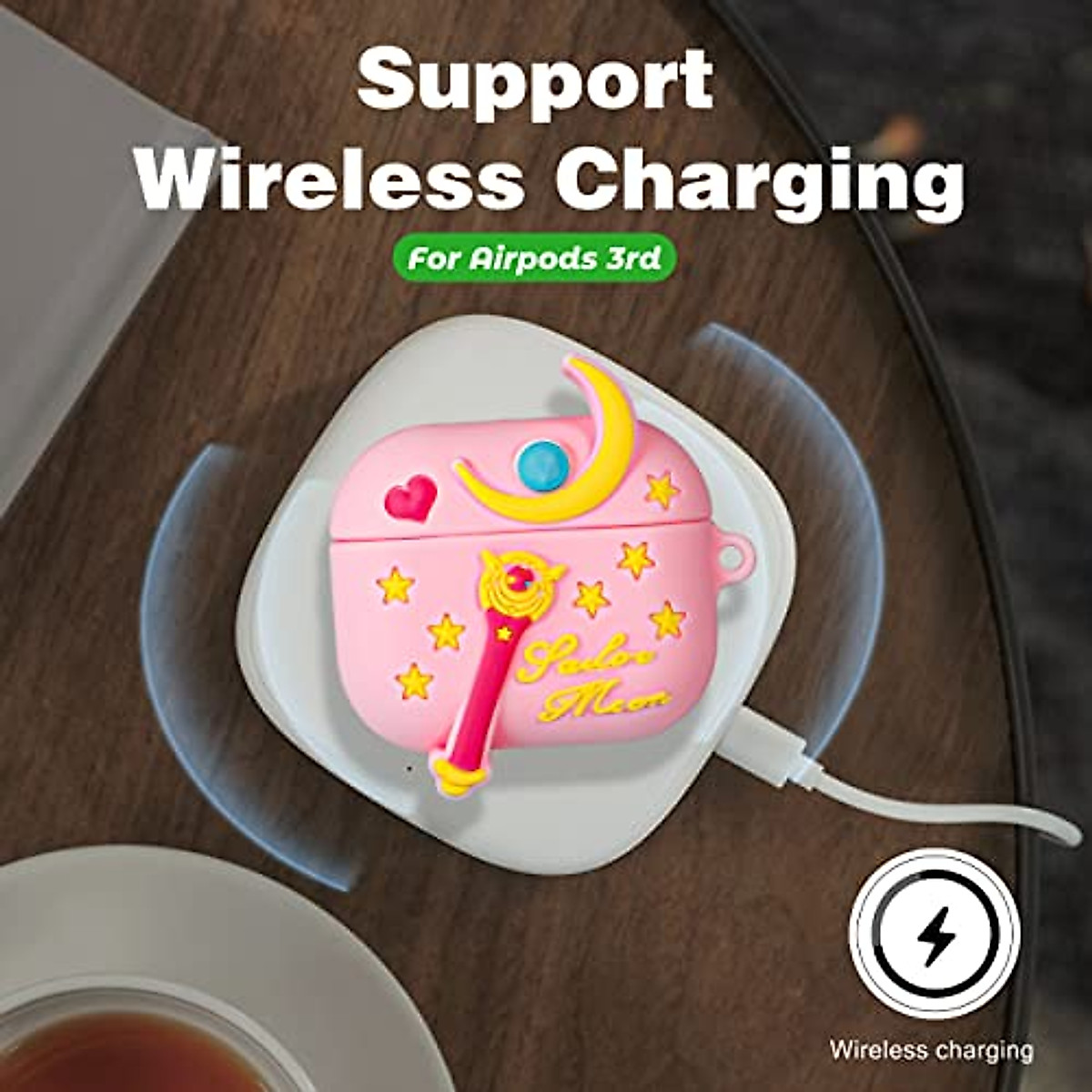 Mulafnxal for Airpods 3 Case Cute 3D Anime Lovely Unique Cartoon for Airpod 3rd Generation Silicone Cover Fun Funny Cool Design Fashion Cases for Boys Girls Kids Teen for Air pods 3 (2021) (Moon Star)