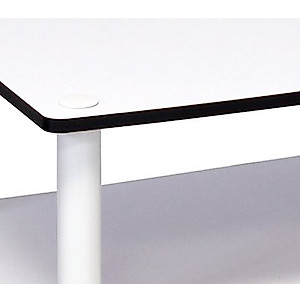 Furinno 11172 Just 2-Tier No Tools Coffee Table, White w/White Tube