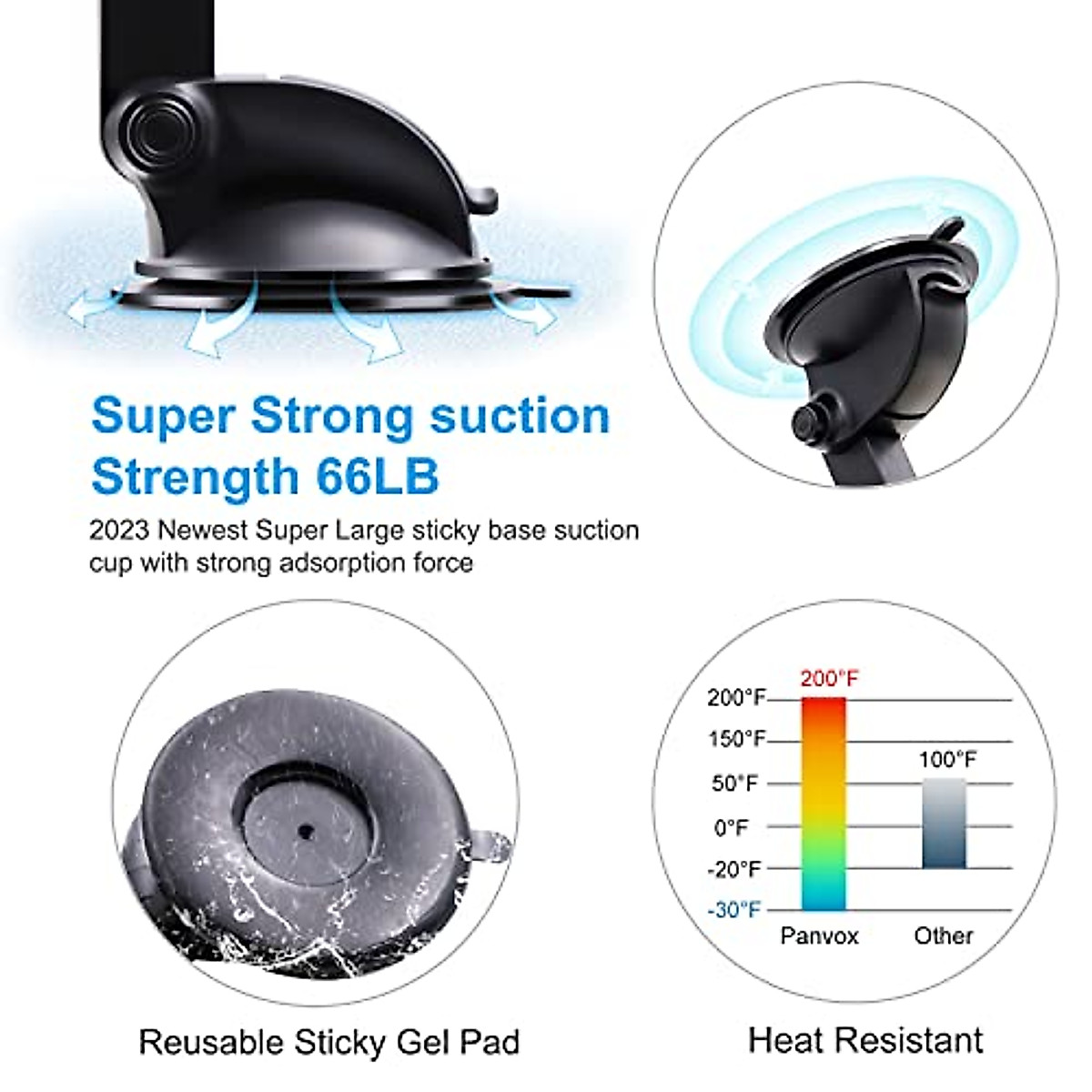 Panvox Magnetic Phone Car Mount, Universal Dashboard Windshield Car Phone Mount Holder with Upgraded 3.2" Suction Cup,8 Strong Magnets Compatible with iPhone 11 Pro X XS Max XR Galaxy Note10 S10