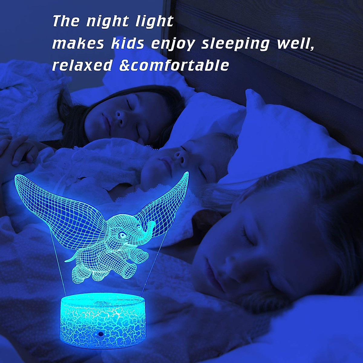 Menzee Elephant 3D Night Light for Kids,3D Lamp Optical Illusion with Remote Control&Smart Touch 7 Colors 16 Colors Changing Elephant Toys 10 9 3 5 2 8 1 7 6 4 Year Old Boy Girl Gifts