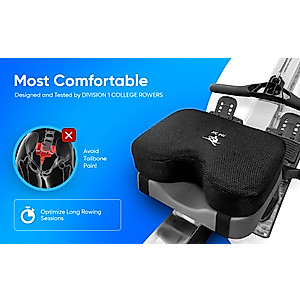 2K Fit Rowing Machine Seat Cushion (Model 2) for The Concept 2 Rowing Machine with Custom Memory Foam, Washable Cover, and Straps- Concept 2 Rower, Recumbent Stationary Bike, WatterRower Seat Pad