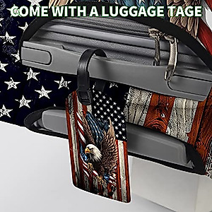 Luggage Covers for Suitcase TSA Approved,Elastic Washable Suitcase Cover Protector, Bald Eagle with American Flag Luggage Cover Sleeve Wrap for 22/23/24/25 Inches Suitcase (M) Travel Accessories