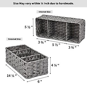 GRANNY SAYS Toilet Tray Tank Topper, Wicker Baskets for Storage, Set of 2 Waterproof Bathroom Baskets for Organizing, Gray Bathroom Organization Baskets, 14 ¼'' x 6'' x 4 ¼''