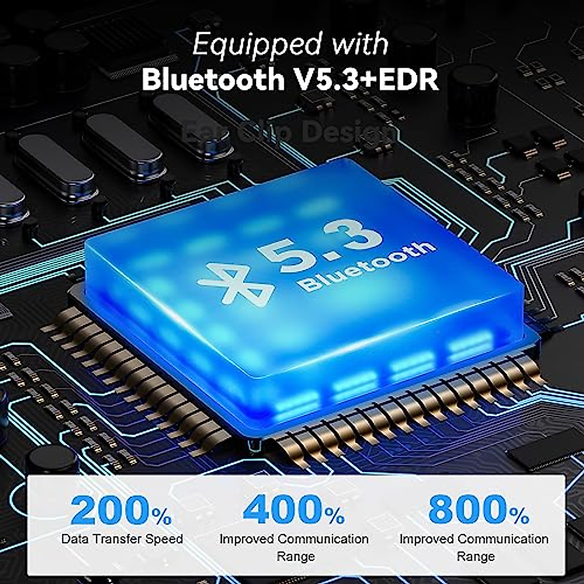 Wireless Ear Clip Bone Conduction Headphones Bluetooth, 2023 New Sport Bone Conduction Earbuds, Bluetooth 5.3 Bone Conduction Head Set, Waterproof Sport Running Earring Earphone (Black)