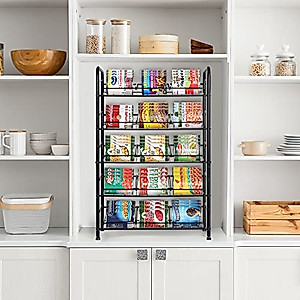 Fogein Can Organizer for Pantry, 5 Tier Can Rack Organizer Holds up to 60 Cans, Can Storage Dispenser Rack for food Storage, Kitchen Cabinet and Pantry, Black