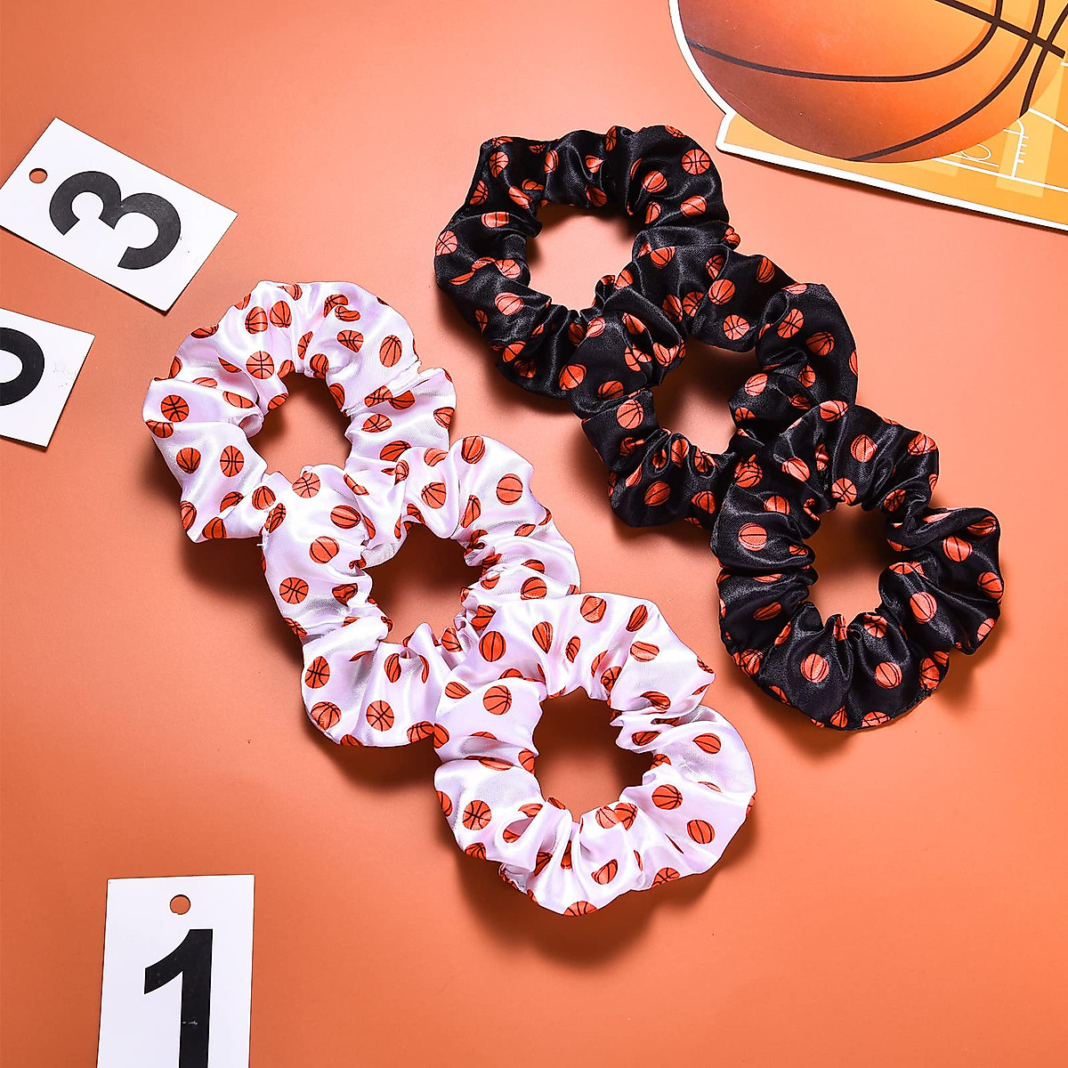 WILLBOND 20 Pcs Sport Hair Scrunchies Gifts Sports Scrunchy Elastic Silk Satin Scrunchies Hairband Ponytail Holder for Women Player Team Accessories(Basketball)