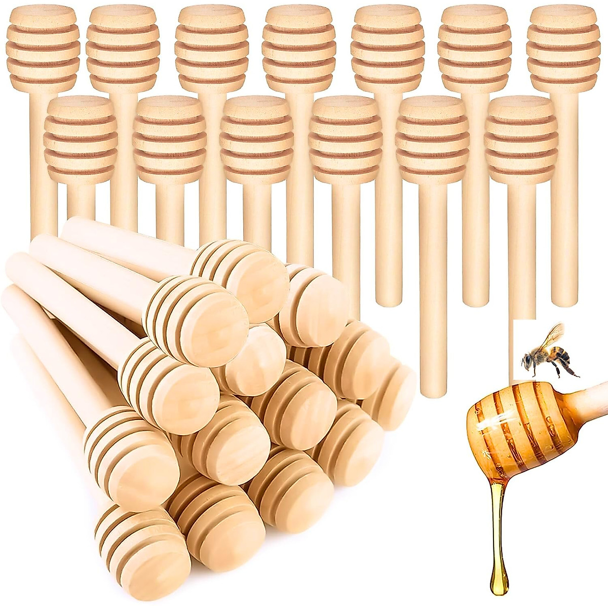 40 Pcs Honey Dipper Sticks - Wooden Honey Dipper- 3 Inch Mini Wooden Honeycomb Sticks, Honey Stirrer Stick For Honey Jar Dispense Drizzle Honey and Wedding Party Favors Gift