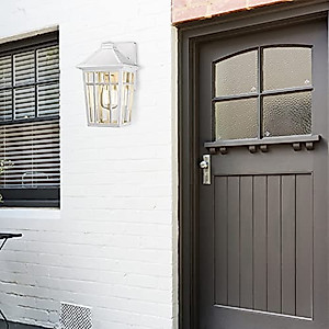Darkaway Outdoor Sconce Lights Wall Light Fixtures, Front Porch Light Outdoor Wall Anti-Rust Waterproof Aluminum with Glass Exterior Light Fixture for Patio, Yard, Doorway, Garage(1 Pack, White)