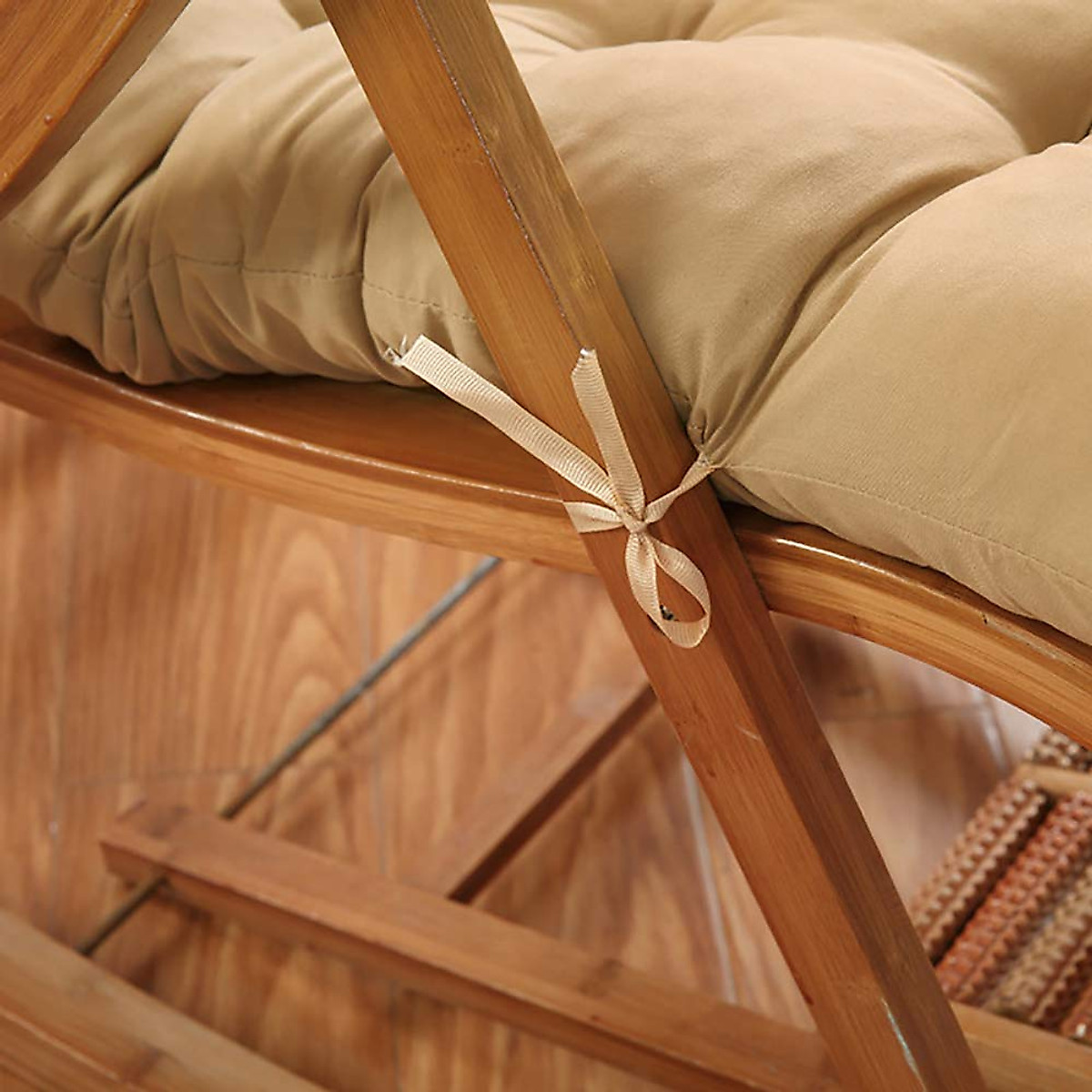 Thicken Extra Large Relax Rocking Chair Cushion,High-Backed Sun Lounger Cushion,Not-Slip Seat Cushion Mattress,Garden Patio Recliner Chair Pad Mat Beige 48x120cm(19x47inch)